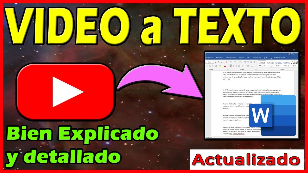 COMO TRANSCRIBIR UN VIDEO DE YOUTUBE A TEXTO 🚀 Pasar un Video a Texto 💥 ... COMO TRANSCRIBIR UN VIDEO DE YOUTUBE A TEXTO 🚀 Pasar un Video a Texto 💥 ...